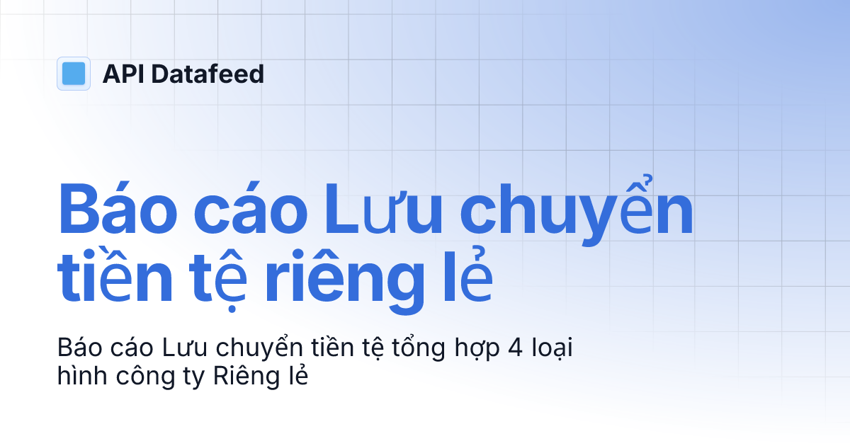 Báo cáo Lưu chuyển tiền tệ riêng lẻ | API Datafeed